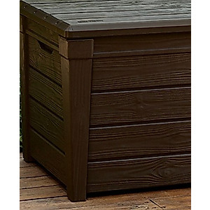 Keter Brightwood 120 Gallon Outdoor Resin Garden Patio Storage Furniture Deck Box