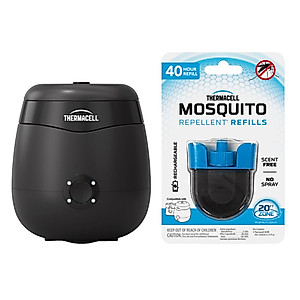 Thermacell Patio Shield Mosquito Repellent E-Series Rechargeable Repeller; 20’ Mosquito Protection Zone; Includes 12-Hr Repellent Refill; No Flame or Scent; Bug Spray and Bug Zapper Alternative