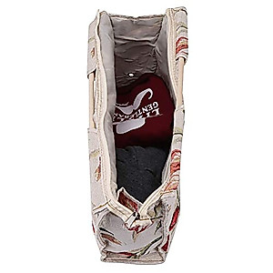 Knitting Bag, Lightweight Knitting Organizer Fabric Large Capacity Wood Handle Travel Yarn Storage Bag Tote Organizer for Knitting Needles Sewing Tools Great Gift(Red Flower)