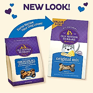 Old Mother Hubbard by Wellness Classic Original Mix Natural Dog Treats, Crunchy Oven-Baked Biscuits, Ideal for Training, Small Size, 3.8 pound bag