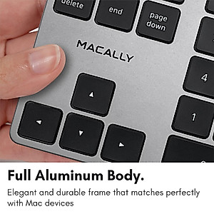 Macally Bluetooth Number Pad for Laptop - Slim Aluminum Design - Rechargeable Wireless Numeric Keypad - 35 Key Numpad Keyboard for Data Entry - for Mac, MacBook Pro/Air, iPad, iPhone, iOS, PC, Android