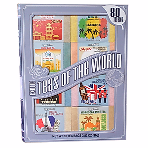 Exotic Teas of The World Gift Set, 80 Tea Bags, 8 Different Flavors