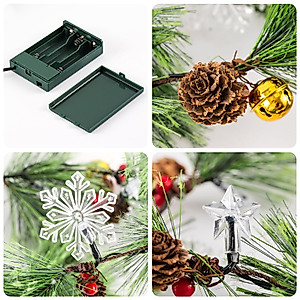 Christmas Garland with Lights, Pre-lit 6 Feet Natural Christmas Smokey Pine Garland, Rustic, Used to Decorate Rooms, Fireplaces, Chandeliers, Stairs