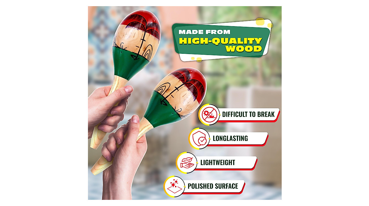 Vibrant 2Pcs Mexican Maracas - Perfect for Parties