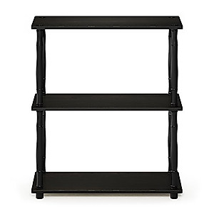 Furinno Turn-N-Tube 3-Tier Compact Multipurpose Shelf Display Rack with Classic Tube, Espresso/Black