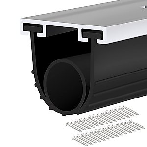 Heavy-Duty Universal Garage Door Bottom Seal, U & O Ring Design with Pre-drilled Aluminum Track Retainer Base Kit & Stoppers (20FT)