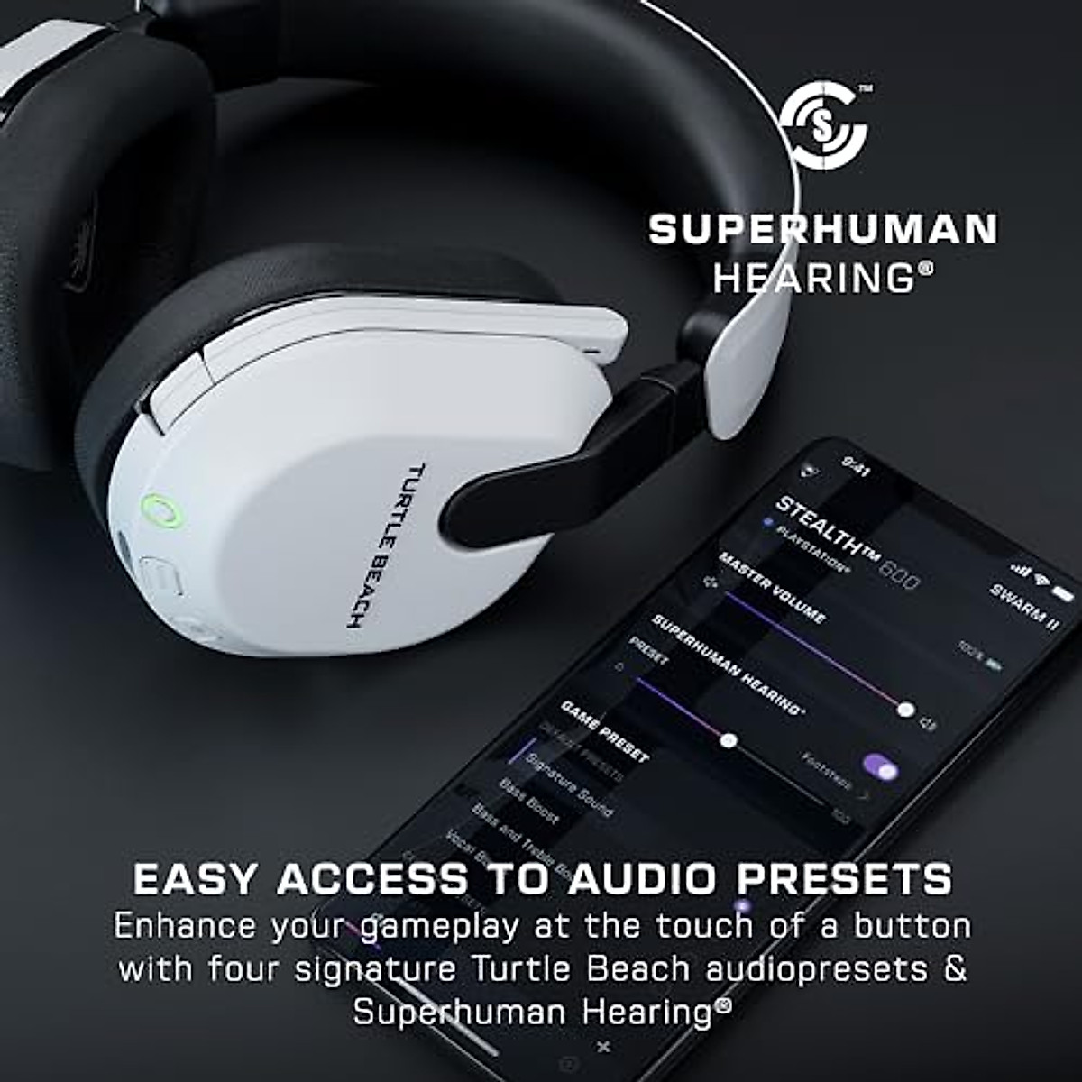 Turtle Beach Stealth 600 Wireless Multiplatform Amplified Gaming Headset for Xbox Series X|S, Xbox One, PC, PS5, PS4, & Mobile – Bluetooth, 80-Hr Battery, Noise-Cancelling Mic – White