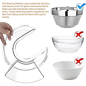 Puxyblue KN1PS Pouring Shield Latest upgraded 4.5 and 5 Quart Stainless Steel Bowls Tilt Head Stand Mixer Bowls 1year Warranty
