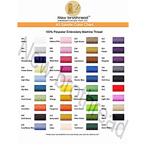 New brothread 40 Brother Colors Polyester Embroidery Machine Thread Kit 500M (550Y) Each Spool for Brother Babylock Janome Singer Pfaff Husqvarna Bernina Embroidery and Sewing Machines