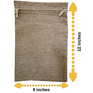 Supply Friend 25 Burlap Bags with Drawstring 8x12 Inch - Reusable Grocery, Household, Kitchen Storage Bag, Christmas Gift Bags, Wedding and Birthday Party Favor Gift Pouches