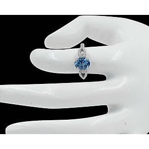 925 Sterling Silver Natural 9X7 MM Oval Cut Swiss Blue Topaz December Birthstone Solitaire Unisex Proposal Engagement Ring Wedding Jewelry Gift For Her (Rhodium Plated Silver, 7.5)