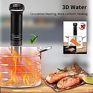Sous-Vide Machine Immersion-Circulator Precise Cooker - 1100 Watts IPX7 waterproof, Advanced chip precise temperature control,LCD color display,With storage bag and Includes10 Vacuum Sealer Bags
