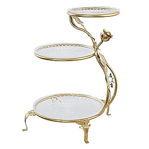 Fruit Basket Bowl Creative 3 Tier Bread Fruit Plate Fruit Vegetable Candy Dish for Counter Kitchen Countertop Decorative for Table (Color : Gold, Size : Small)