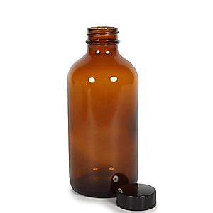 Vivaplex, 12, Amber, 8 oz Glass Bottles, with Lids.