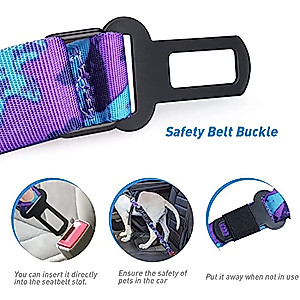 Hotsky Tactical Dog Leash Heavy Duty for Medium Large Dogs, 4-6Ft Strong Bungee Shock Absorbing Dog Leash, Padded Double Handle Military Dog Leashes with Car Seatbelt for Training, Purple Camo