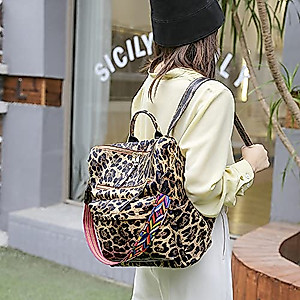Women Backpack Purse Fashion Travel Bag Multipurpose Designer Handbag Ladies Satchel PU Leather Shoulder Bags (Leopard Brown)