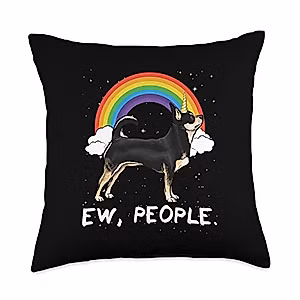 Black Chihuahua Owners Co. Rainbow Black Chihuahua Ew People Unicorn Dog Throw Pillow, 18x18, Multicolor