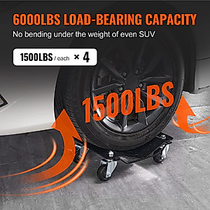 VEVOR Wheel Dolly, 6000 lbs/2722 kg Car Moving Dolly, Wheel Dolly Car Tire Stake Set of 4 Piece, Heavy-Duty Car Tire Dolly Cart Moving Cars, Trucks, Trailers, Motorcycles, and Boats
