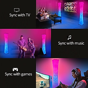 MAYOMAJO 61 Inch Smart Floor Lamp, Soft Light RGB Color Changing, Voice Control, Compatible with Alexa & Google Home, Music Sync Mood Lighting for Living Room Bedroom Party Decor