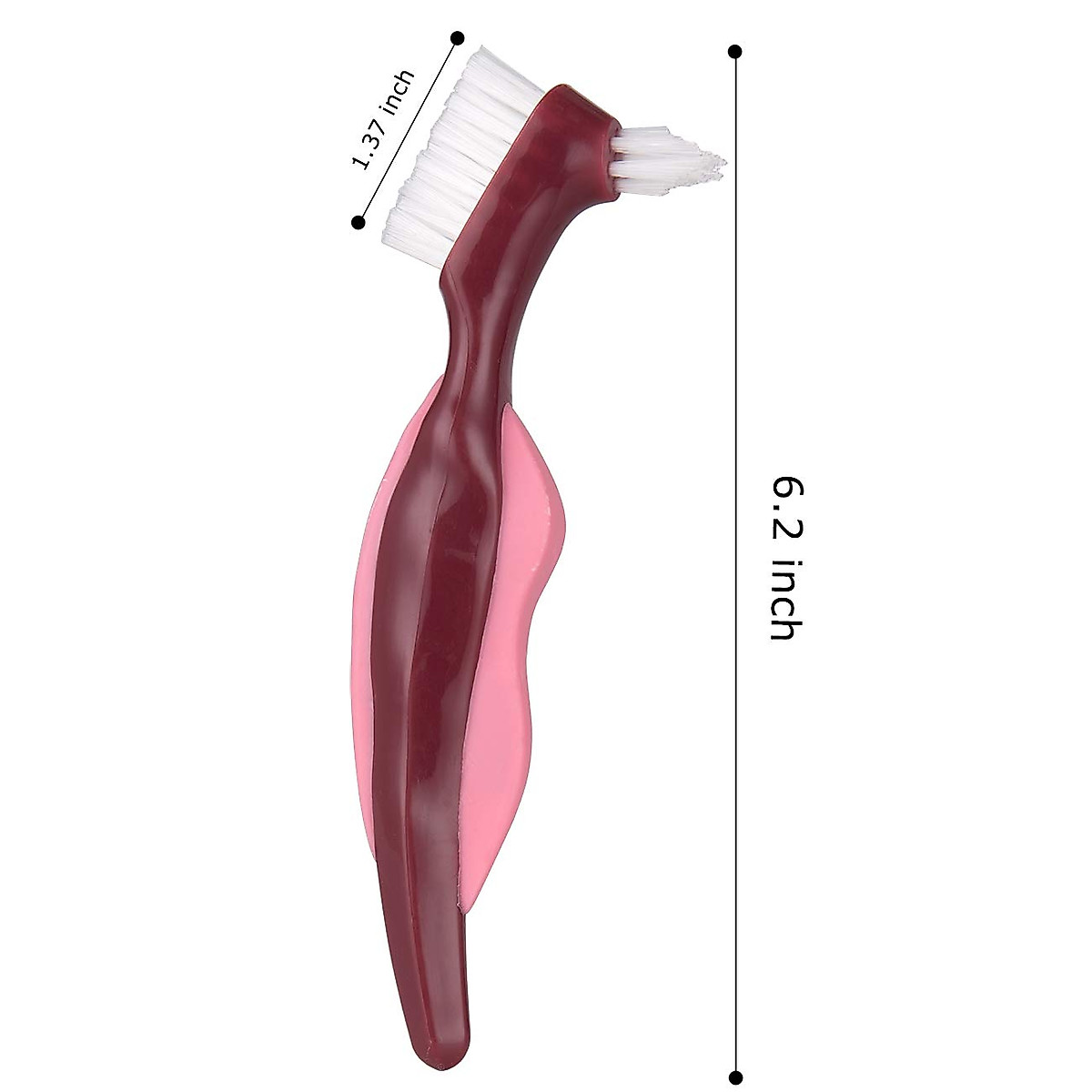 Alsunny Stiffness, Hard Denture Brush Toothbrush with Premium Carrying Case for Denture Care,Denture Double Sided Brush Cleaning False Teeth(2 Pack)