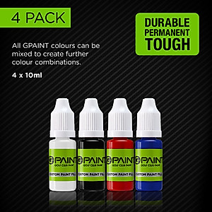 G-Paint Golf Club Paint - Touch Up, Fill in, Customize or Renovate Your Clubs - 4 Pack of 10ml Bottles. Black, White, Red & Blue