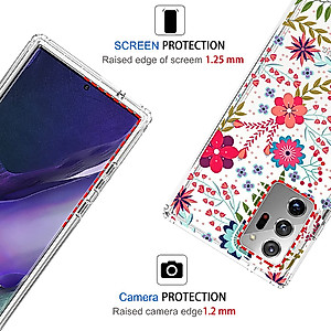 Zoeirc Case for Galaxy Note 20 Ultra 5G, Samsung Note 20 Ultra Clear Case, TPU 360 Full Body Shockproof Hybrid Bumper Crystal Clear Phone Case Cover for Samsung Galaxy Note 20 Ultra (Floral Prints)