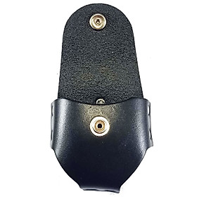 A Come and Take It Concho mounted on Genuine Black Leather Snuff Can Holder with Snap Closure