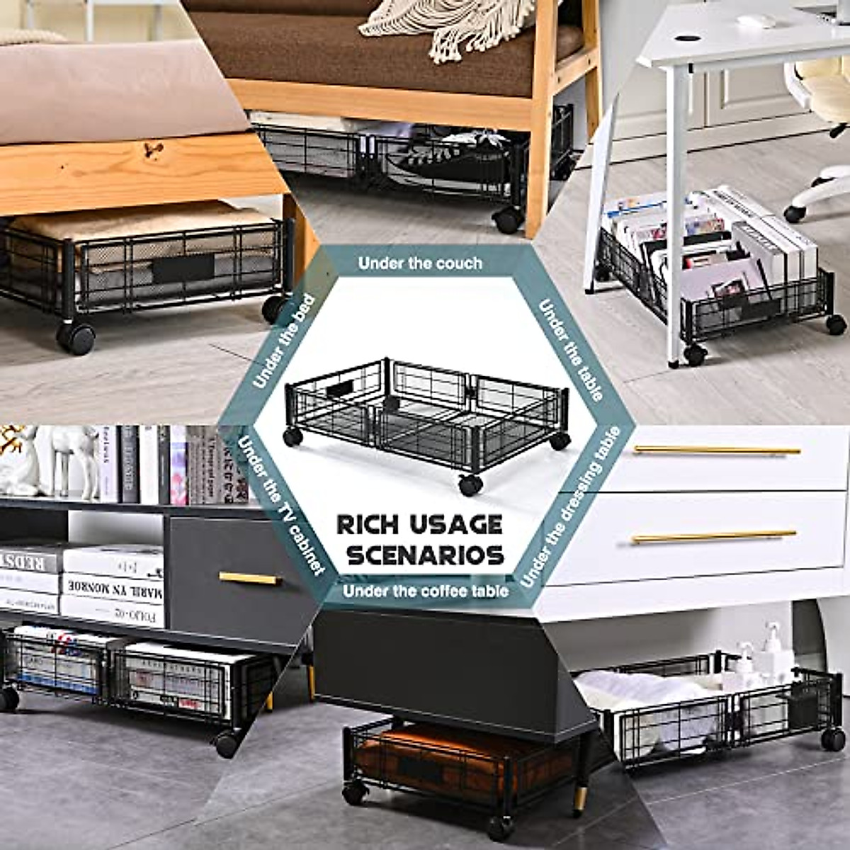 Luseba Under Bed Storage with Wheels, Drawer with Markable Nameplate, Under-Bed Shoe Storage Organizer for Clothes, Toy, Book, Blanket, Under Bed Storage Containers