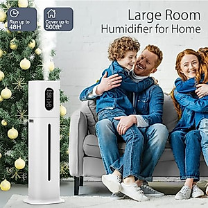 Humidifier Large Room, 2.1Gal/8L Humidifiers for Home, Humidifiers for Bedroom with Essential Oil Diffuser, Top Fill Whole House Cool Mist Humidifiers for Plants Baby Kids Adults Office, White