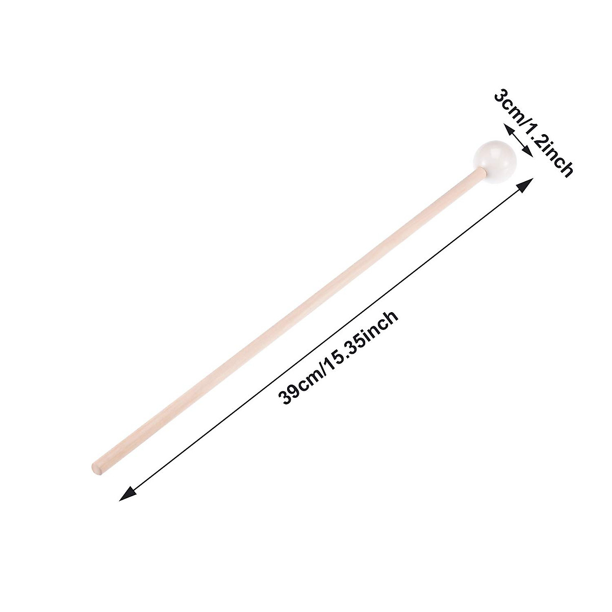 1 Pair Glockenspiel Mallets Hard Mallets Xylophone Mallets Hard Polymer Mallet Glockenspiel Sticks with Wood Handle for Energy Chime, Xylophone, Wood Block, and Bells