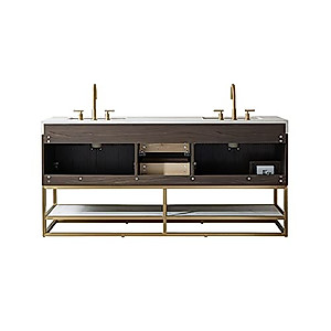 VINNOVA Toledo Bathroom Vanity, 72 Inches, Dark Walnut