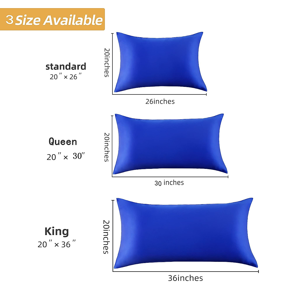 Satin Pillowcases Queen Size Set of 2 with Hidden Zipper - Luxury Pillow Cases 2 Pack for Hair and Skin (Royal Blue, 20''x30'')
