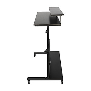 LIYUANJUN Mobile Standing Desk, Portable Rolling Desk 36.6-55Inch Adjustable Height Multifunction Computer Workstation with 4 Universal Wheels for School Office Study (Black)