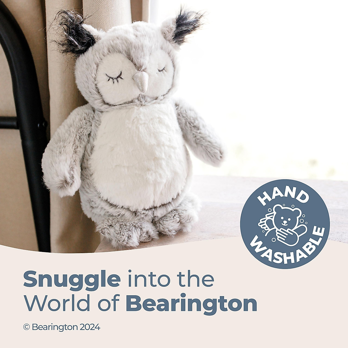 Bearington Baby Owlie Hugs-A-Lot Plush Stuffed Animal Gray Owl, 14"