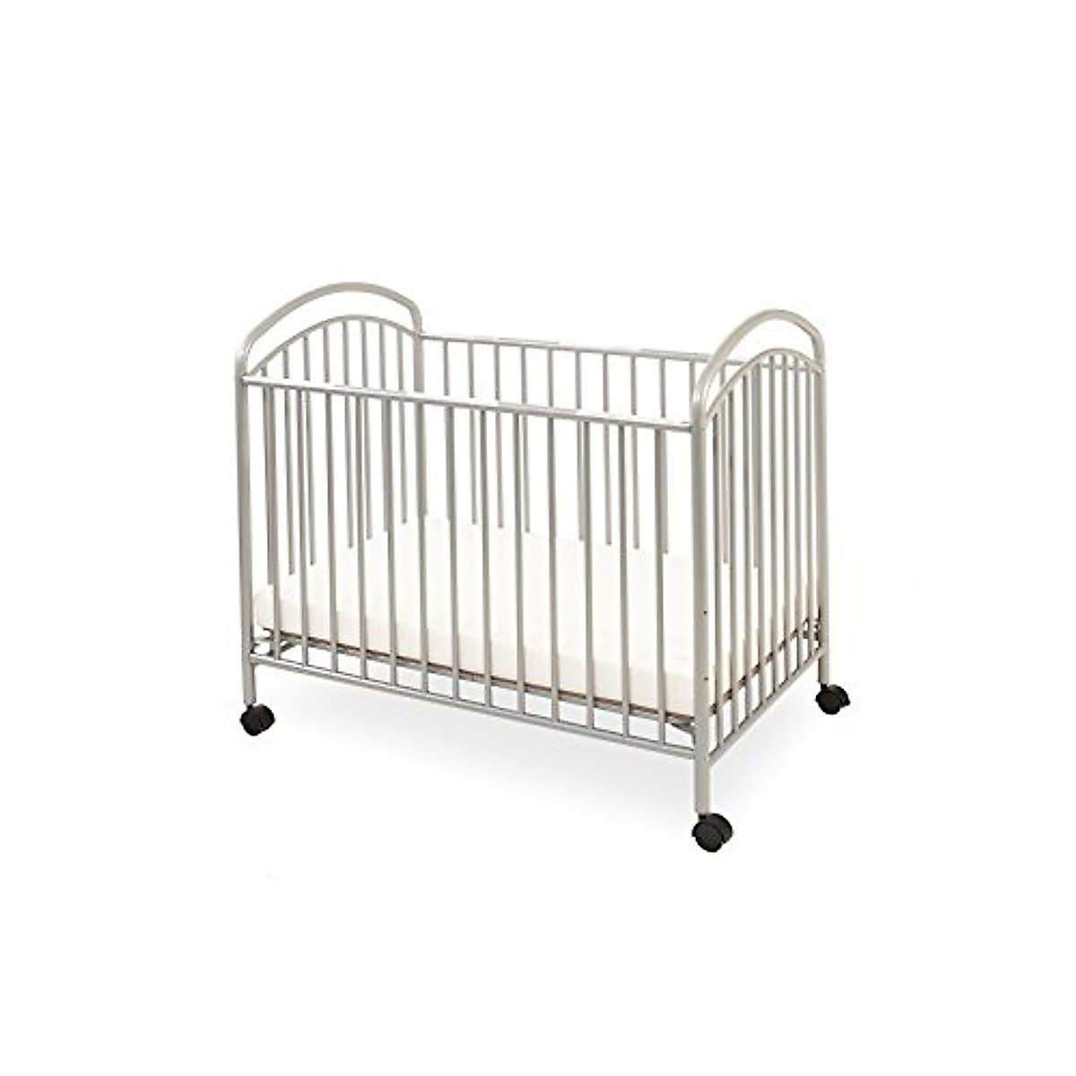 LA Baby Classic Arched Compact Size Metal Non-Folding Crib, Pewter