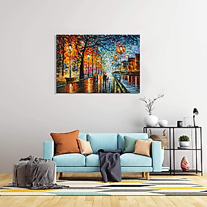 Alenoss Abstract Canvas Paintings 3D Modern Oil Paintings on Canvas 28x40 Inches Contemporary Colorful Landscape Wall Art Romantic Couples Blue Artwork for Home Decorations