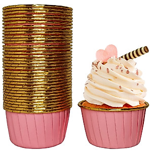 Tobeso Cupcake Liners for Baking | Muffin Liners Paper Cupcake Wrappers Cake Baking Cup Liners Standard Size 50pcs Little Pink Baking Cups for Bakery, Christmas, Wedding, Festival, Birthday Party