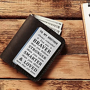 HYHYDHP To My Brother Gifts Wallet Card, Little Brother Inspirational Gifts Graduation Cards from Brother Sister, Birthday Christmas Presents Ideas