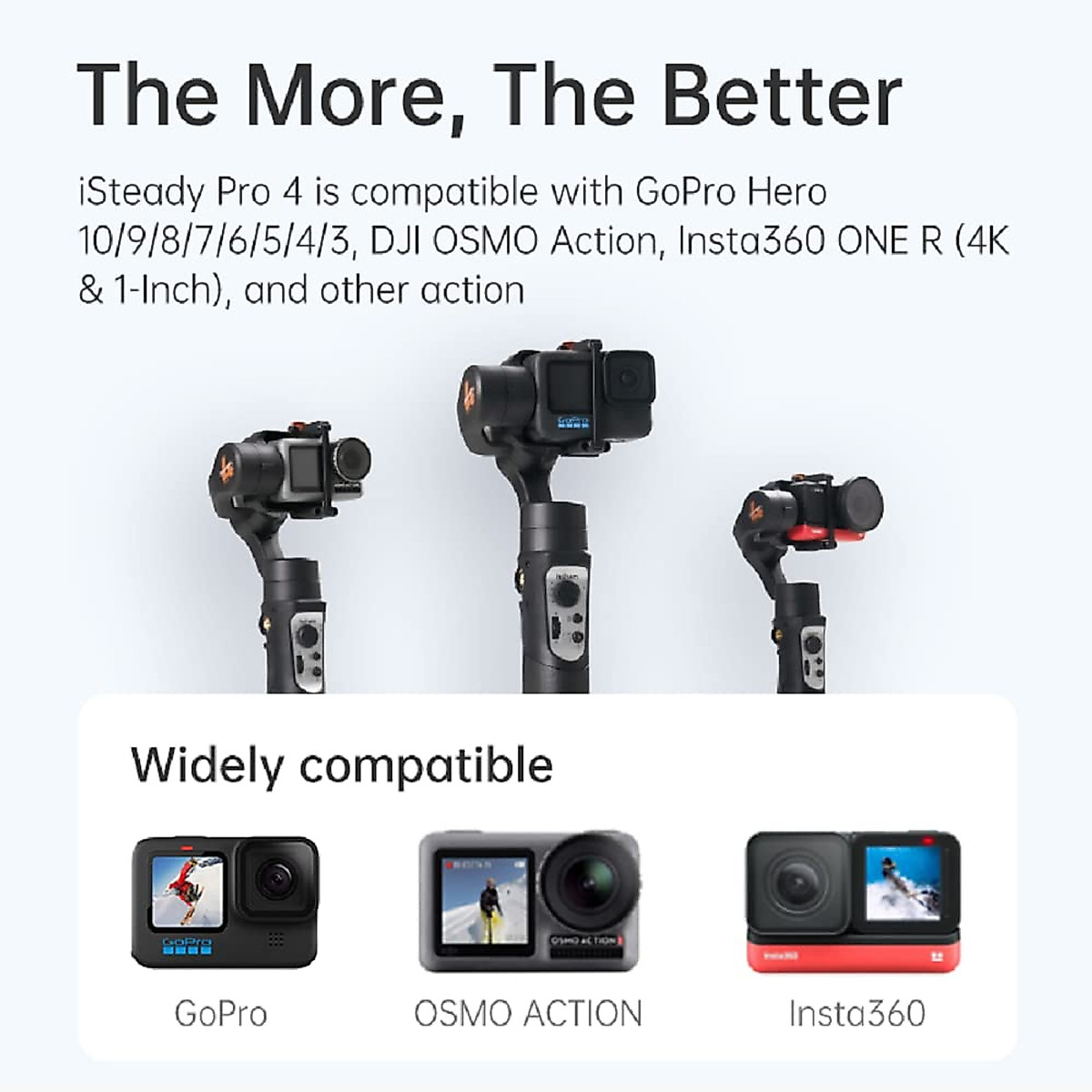 hohem iSteady Pro 4 Gimbal Stabilizer Compatible for GoPro 11/10/9/8/7 Insta360 One R DJI OSMO Action,3-Axis Action Camera Gimbal with Splash Proof 14H Battery Video Stabilizers