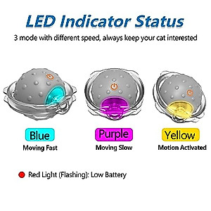 Sofolor Motion Activate Interactive Cat Toys - Automatic Moving Ball Toys for Indoor Cats, Self Rotating Ball with Lights, Electric Cat Mice Toys, USB Rechargeable,Auto On/Off