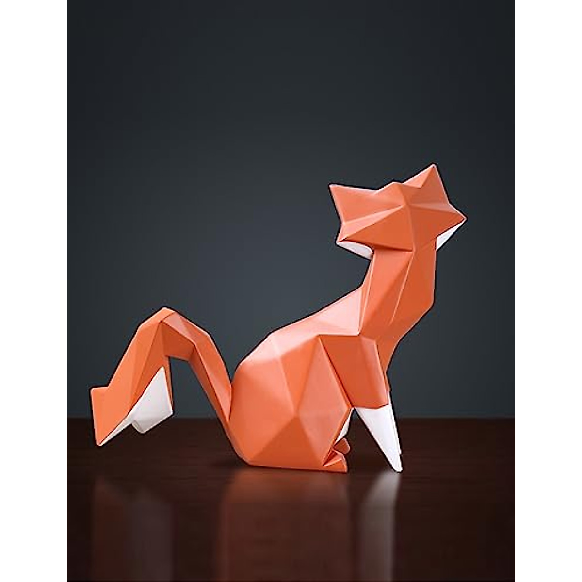 HAUCOZE Fox Figurine Gifts Geometric Sculpture Decor Animal Statue Gifts Polyresin Arts 8.0 inch