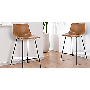 Poly and Bark Paxton 24” Counter Stool, Set of 3 Tan