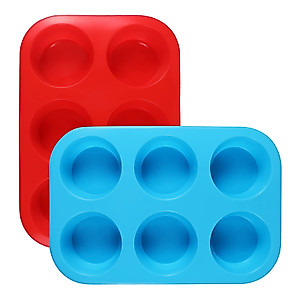 TRUSBER Muffin Pan, 2.75 Inch Silicone Muffin Tin with 6 Cups Silicone Cupcake Molds - 2 PACK Large Cupcake Liner Pan, BPA FREE & Dishwasher Safe