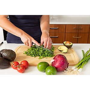 Bamboo Cutting Board With Juice Grooves | Premium Kitchen Chopping Board for Meat (Butcher Block) Cheese and Vegetables | Anti Microbial - 17 x 12