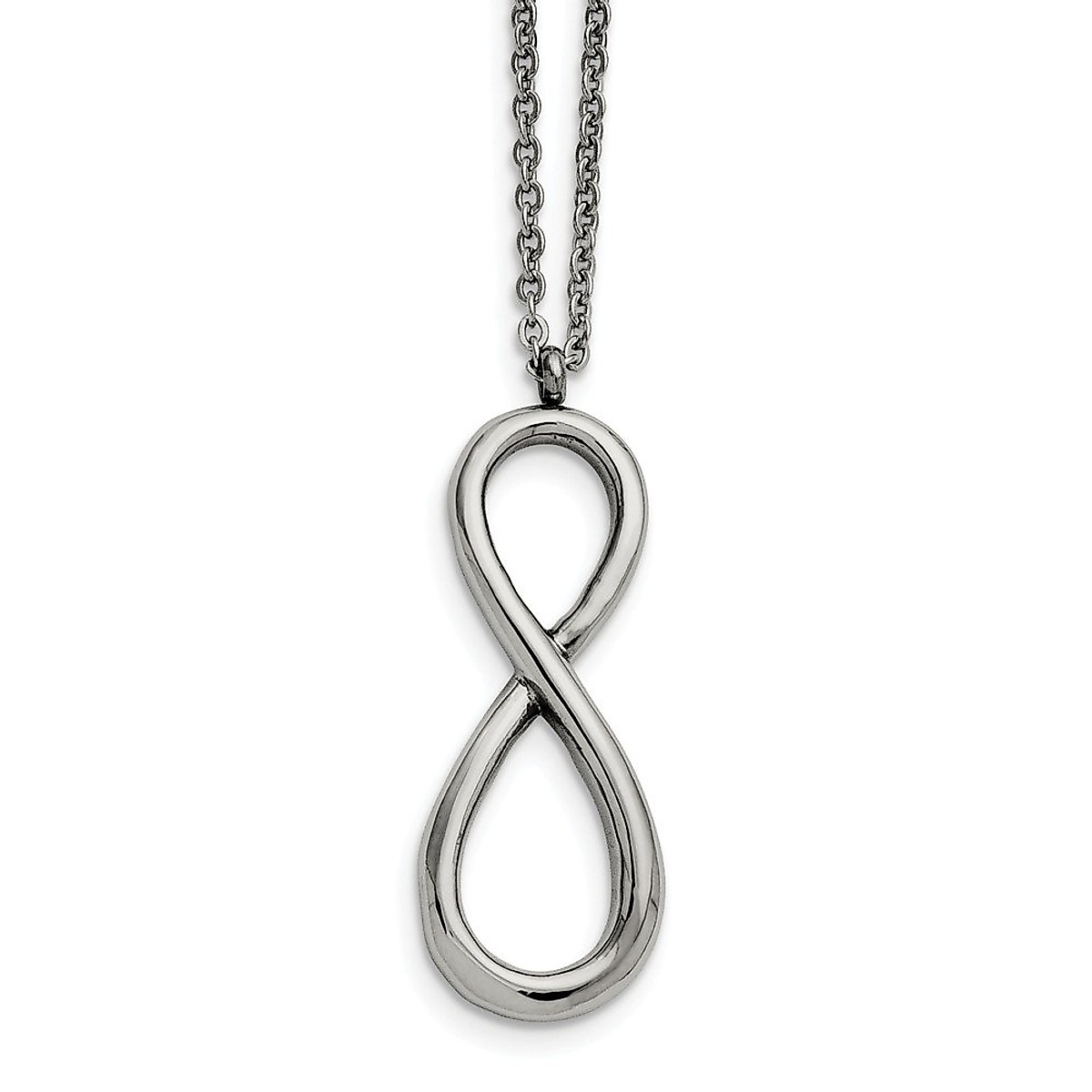 Solid Stainless Steel Infinity Love Knot Symbol Symbol Pendant Necklace Charm Chain - with Secure Lobster Lock Clasp 18"