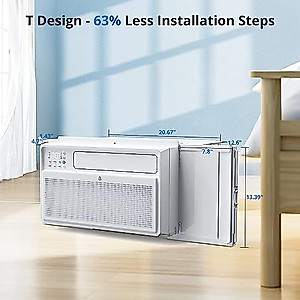 8,000 BTU Smart Inverter Window Air Conditioner, Cools up to 350 Sq. Ft., Ultra Quiet with Open Window Flexibility, Compatible with Alexa/Go ogle Assistant, 35% Energy Savings, Remote/App Control
