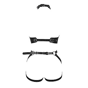 Waist Garter belt Punk Full body harness for women Photography Dance Rock Halloween Leather cage Chest strap set (Black)