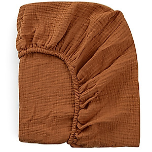 UBBCARE Muslin Crib Sheets for Boys and Girls, 28 X 52 Inches Cotton Fitted Baby Crib Sheet for Standard Crib and Toddler Mattresses, Ultra-Soft and Hypoallergenic Neutral Nursery Sheets - Brown