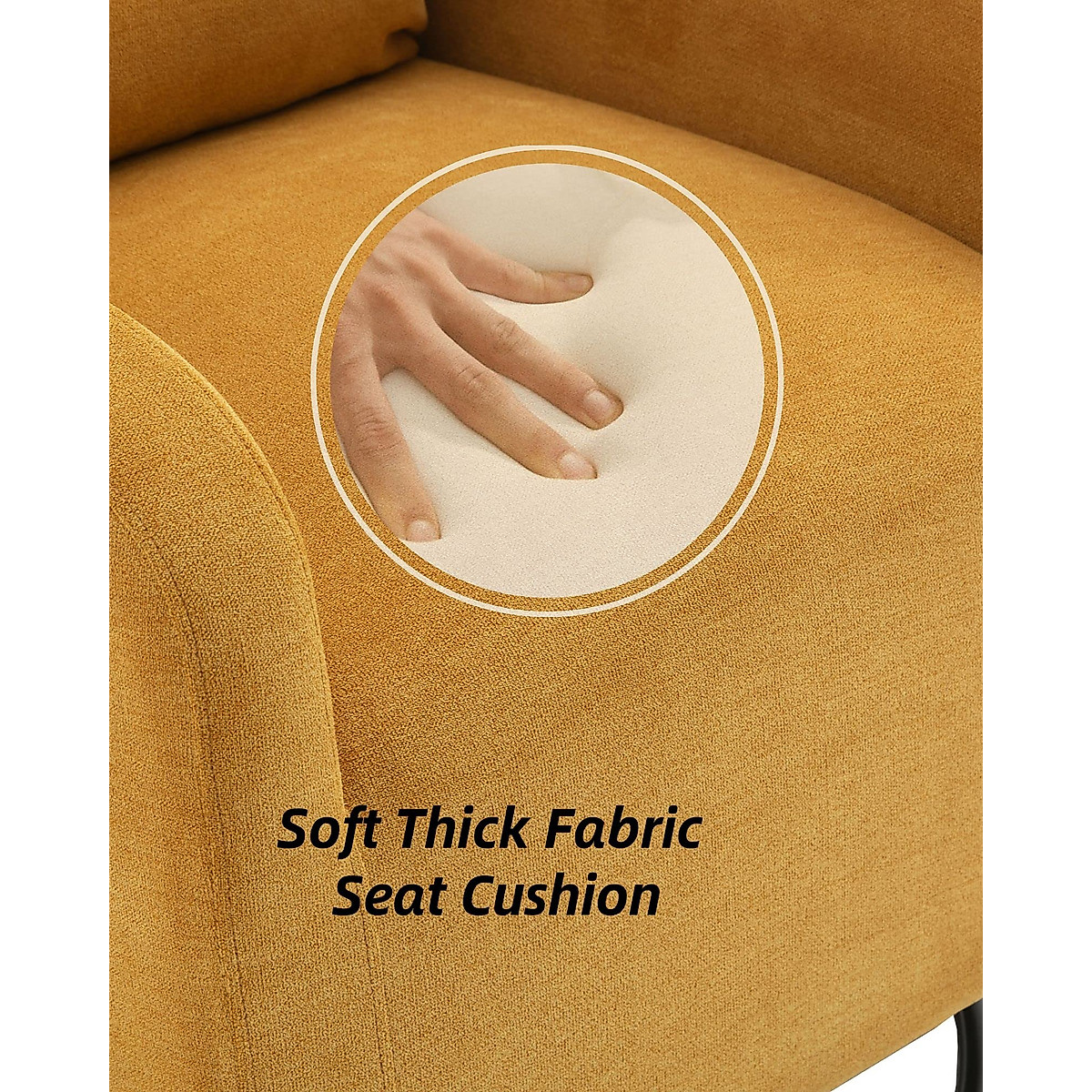 Luccalily Swivel Rocking Chair for Nursery, Upholstered Glider Nursery Chair with Breathable Fabric for Bedroom, Living Room, Yellow