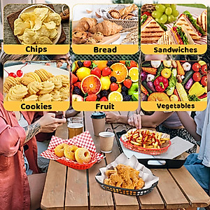 NDSWKR 40 Pack Fast Food Serving Baskets, 10.6 x 7 Inch Plastic Oval Food Baskets, Reusable Deli Baskets for Burgers, Sandwiches, Barbecues, Hot Dog, Chip, BBQ, Picnic, Party (Red)